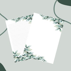 Greenery Stationary Letter Paper Template,minimalist Writing Paper, A4 ...