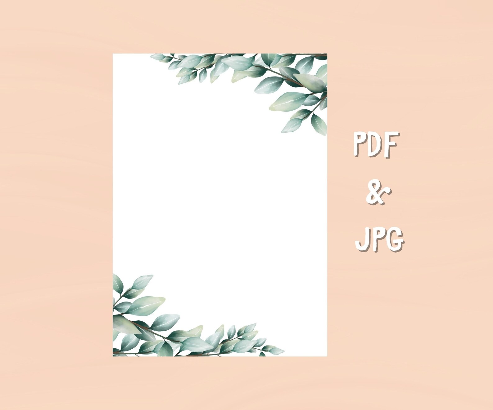 Greenery Stationary Letter Paper Template,minimalist Writing Paper, A4 ...