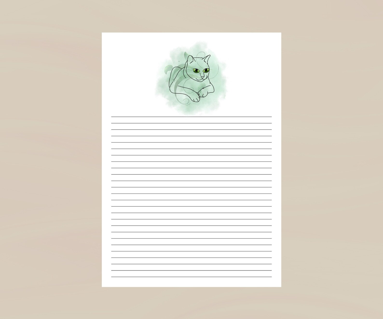 Green Printable Stationary, Printable Writing Paper, Printable Paper ...