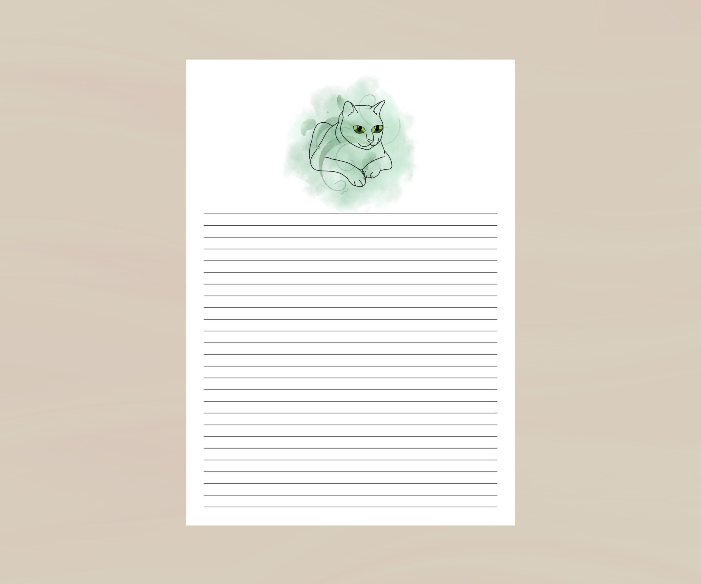 Green Printable Stationary, Printable Writing Paper, Printable Paper ...
