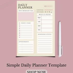 Minimalist Daily Planner Printable, Daily to Do List for Work/home ...