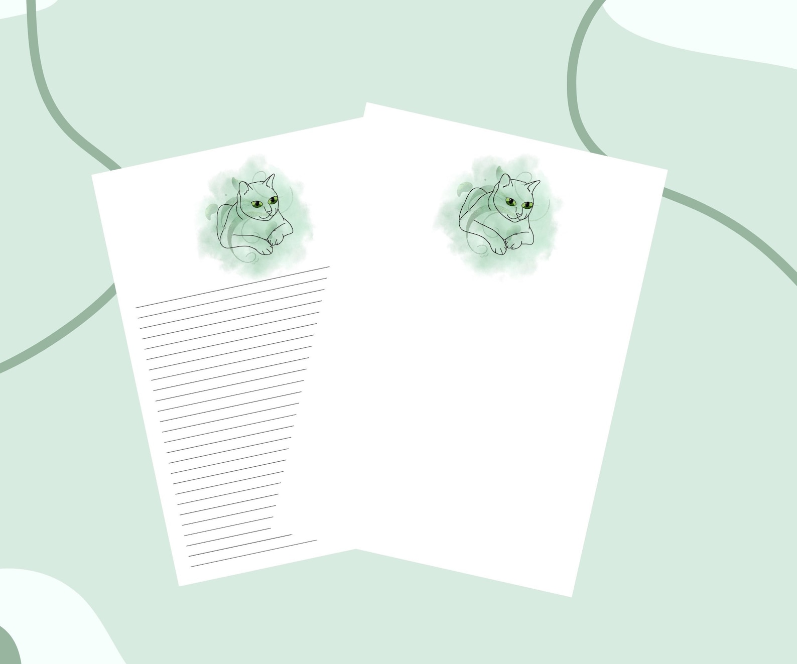 Green Printable Stationary, Printable Writing Paper, Printable Paper ...