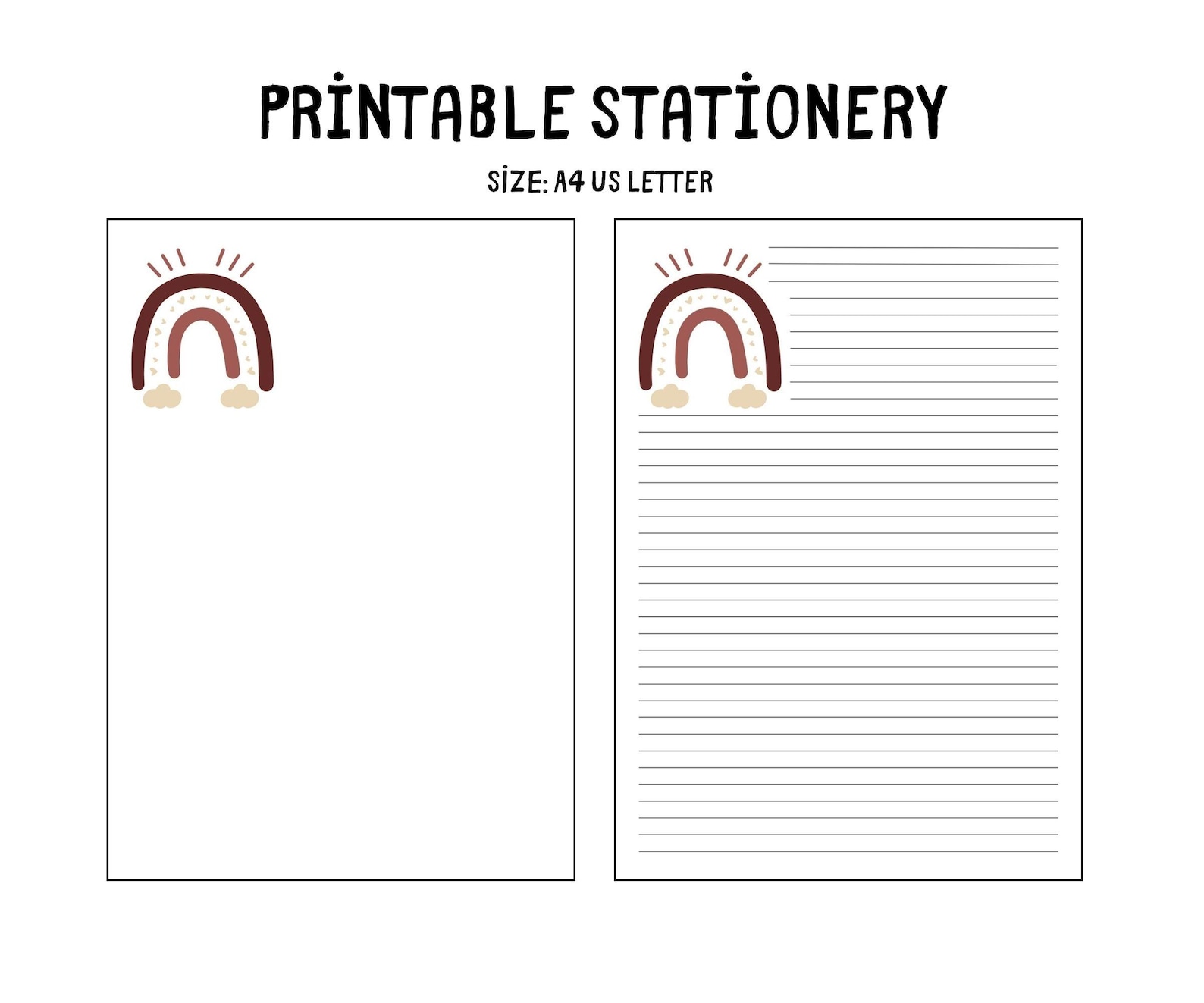 Printable Rainbow Stationery, Rainbow Printable Stationery, Rainbow ...