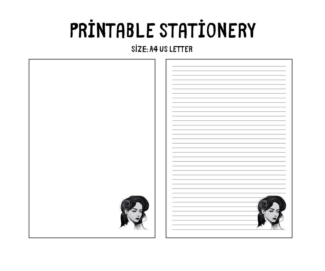 Women Printable Letter Paper, Line Sheet, Writing Paper Printable ...