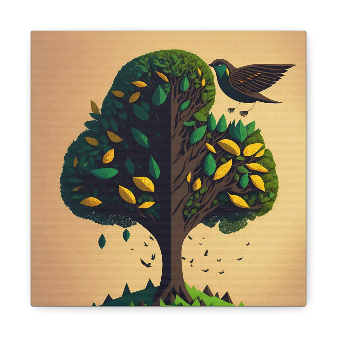 Lemon Tree Bird Art Wall Art Beautiful Home Decor Canvas - Etsy