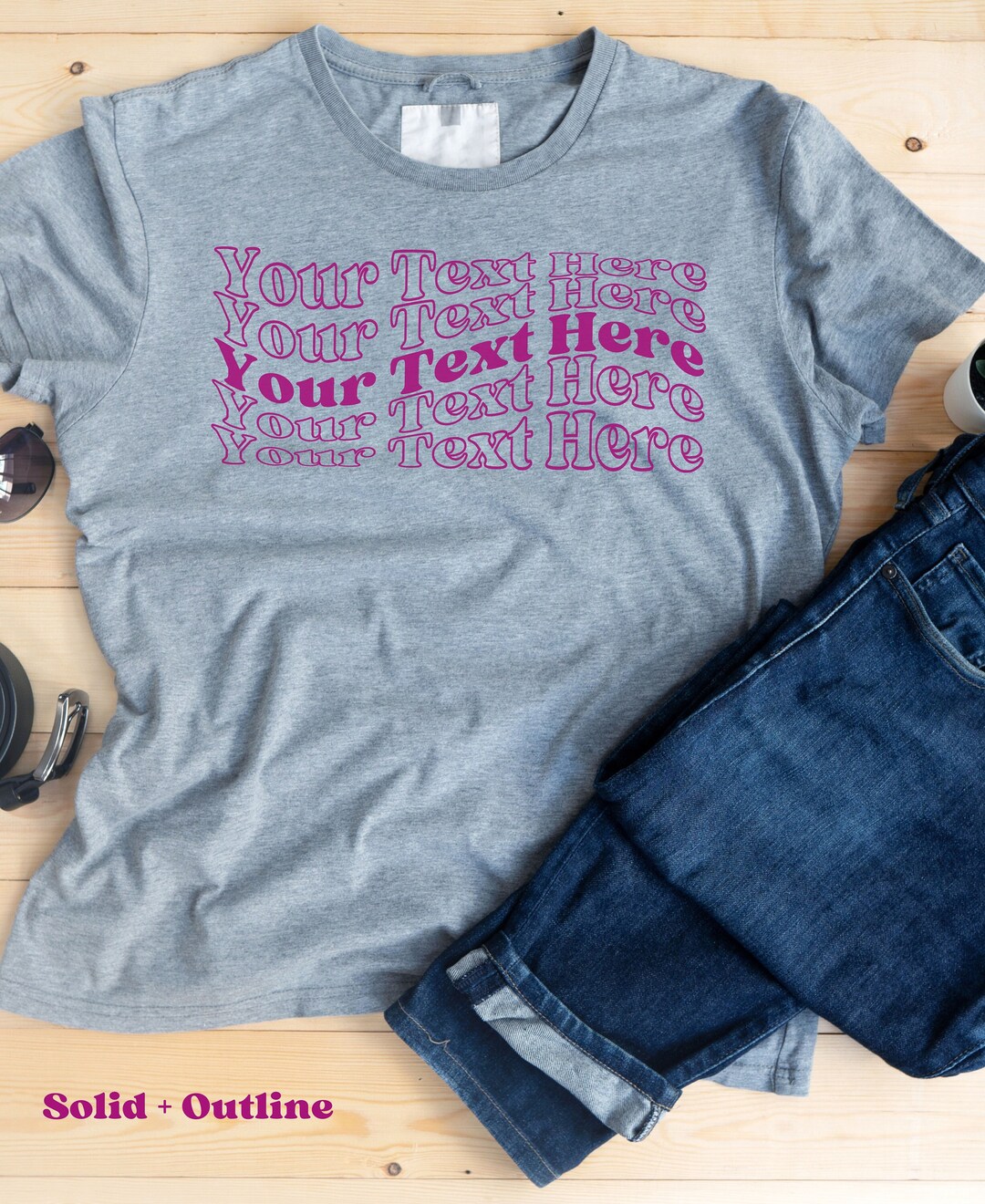 Custom Shirt With Retro Wavy Text, Retro Custom Tshirt, Personalized ...