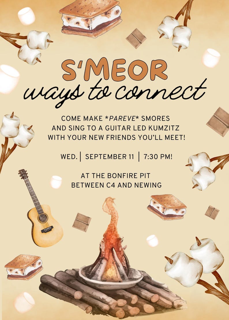 Editable Canva Template | Jewish S'mores Event Flyer | Warm Bonfire ...
