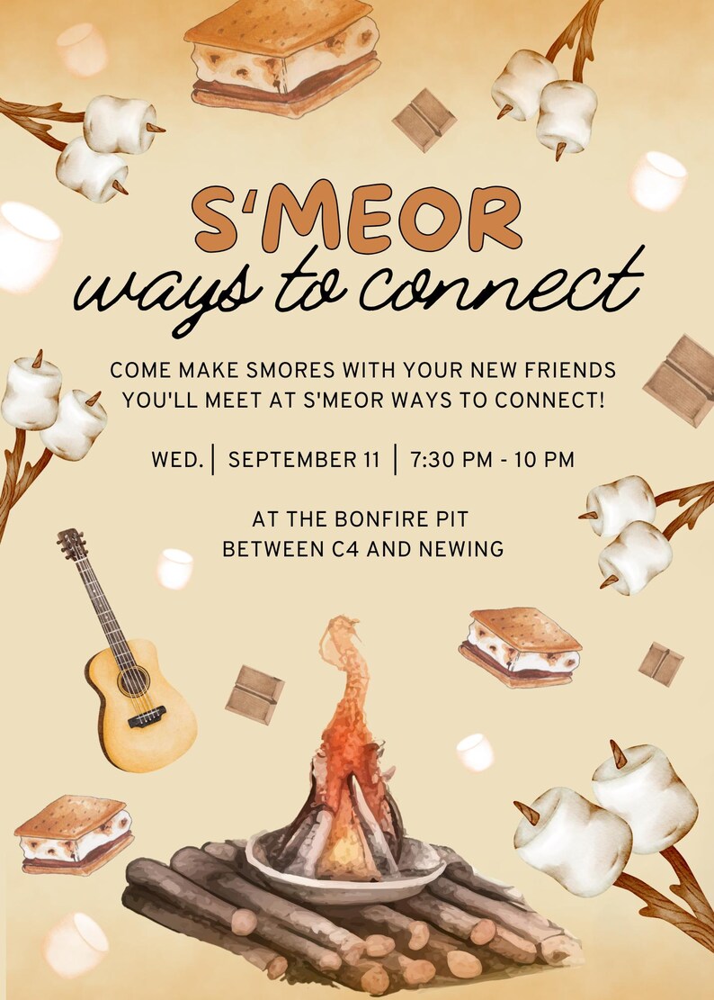 Editable Canva Template | Jewish S'mores Event Flyer | Warm Bonfire ...