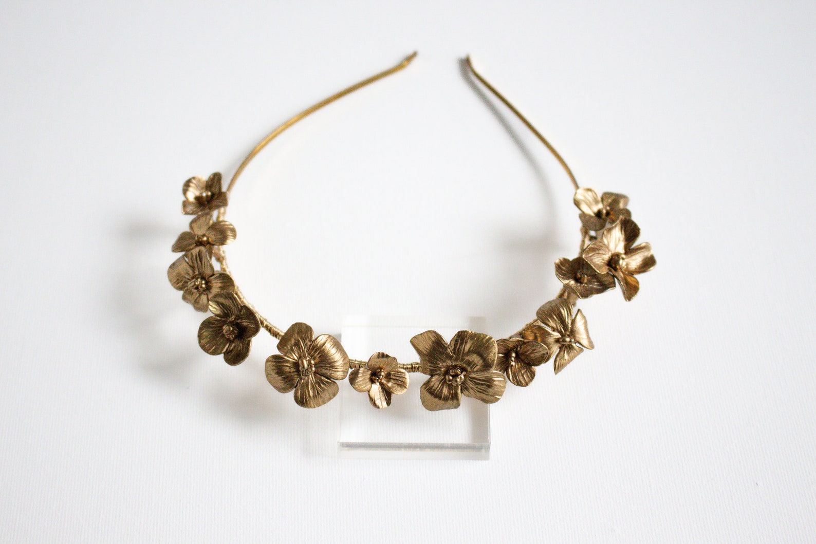Golden Fiore Headband, Golden Flower Crown, Handcrafted Bridal Headband ...