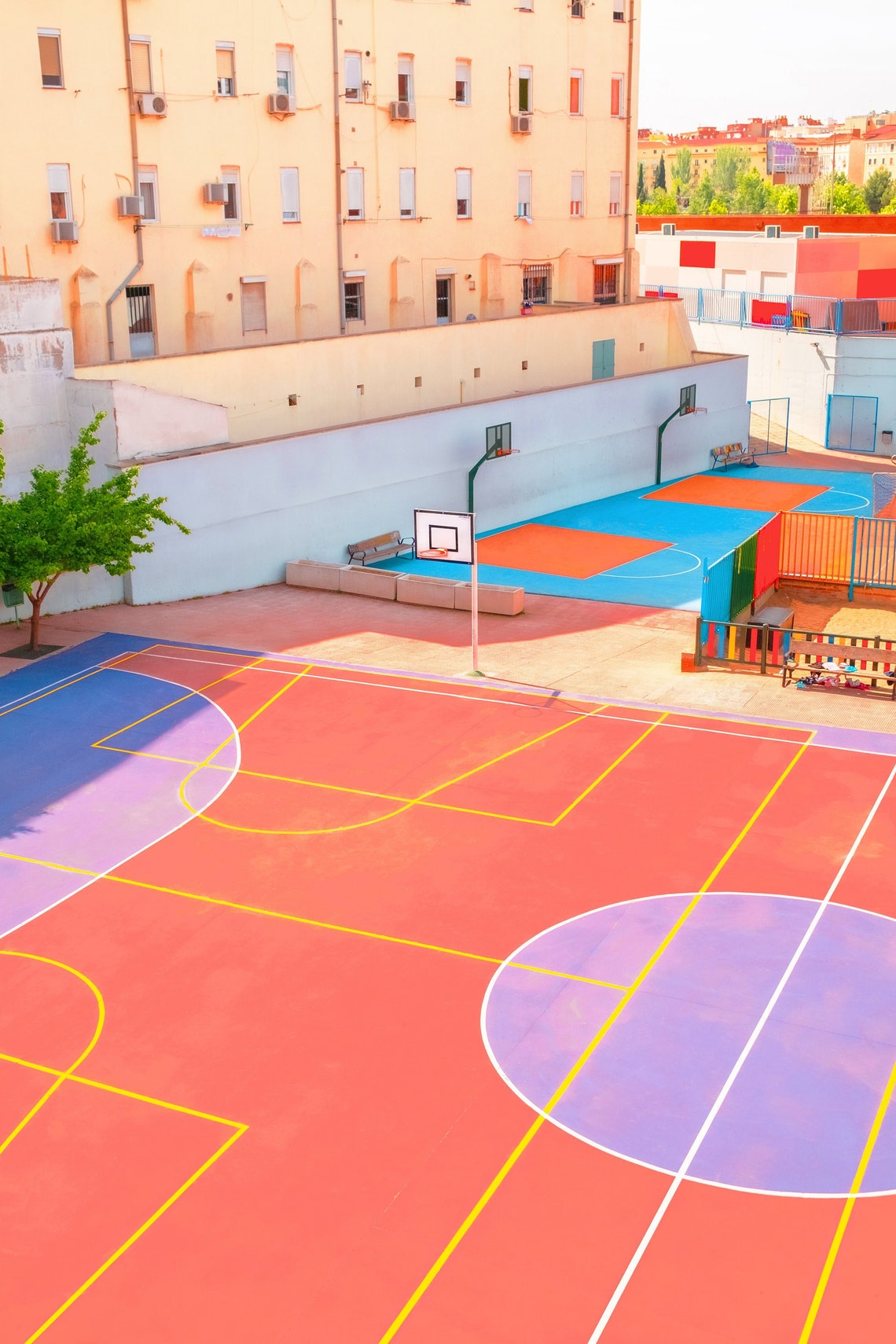 Colorful Basketball Court Print - Etsy