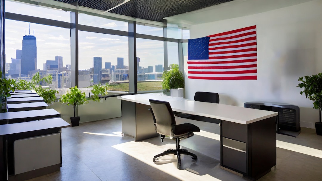 Bright Office With U.S. Flag - Instant Download High-quality Teams or ...