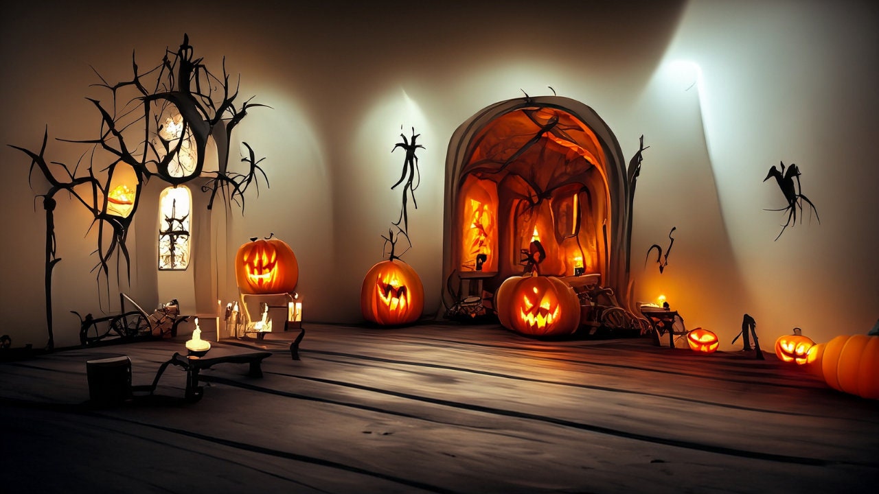 Halloween Haunted House - Instant Download High-quality Teams or Zoom ...