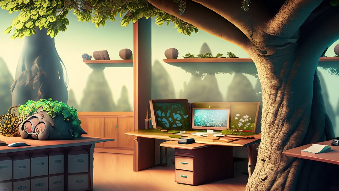 Tree Office - Instant Download High-quality Teams or Zoom Virtual ...