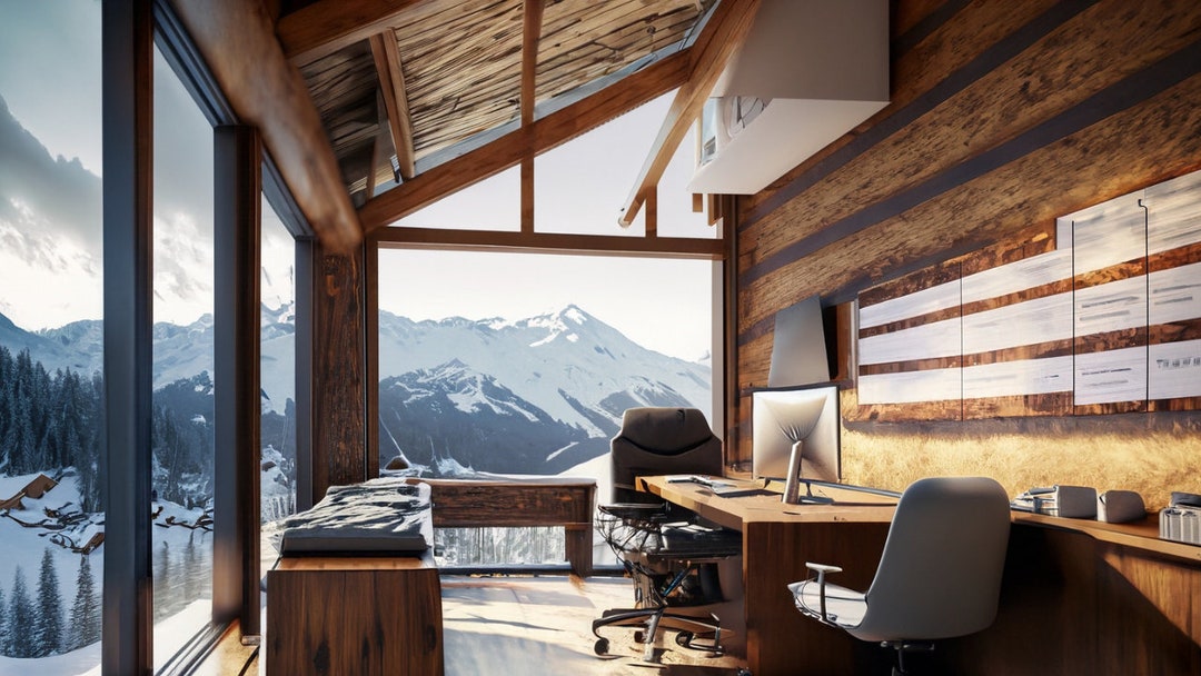 Ski Lodge Mountains - Instant Download High-quality Teams or Zoom ...