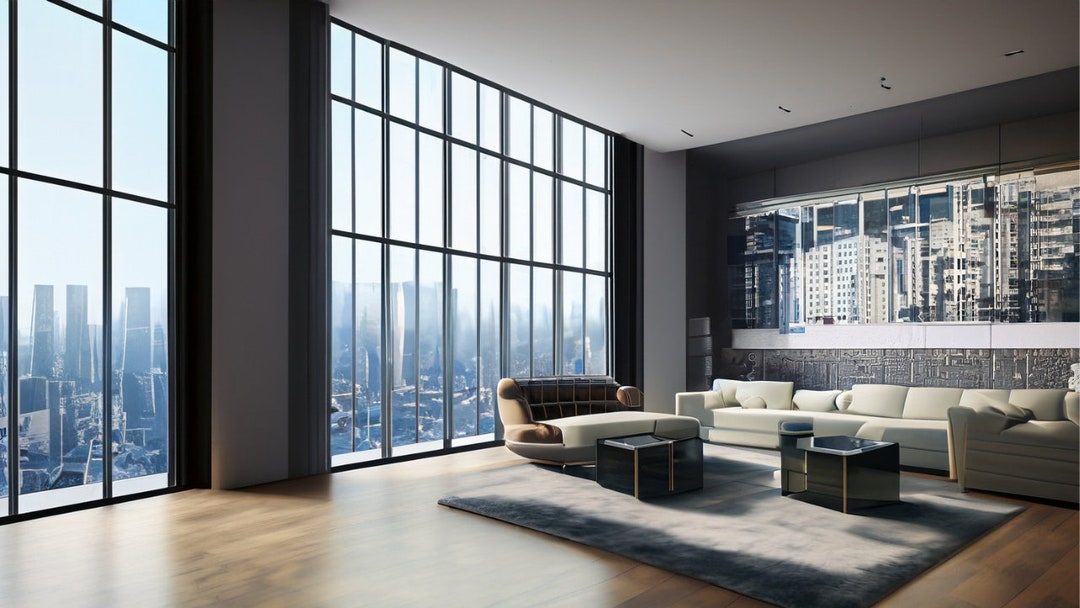 Skyscraper Living Room - Instant Download High-quality Teams or Zoom ...