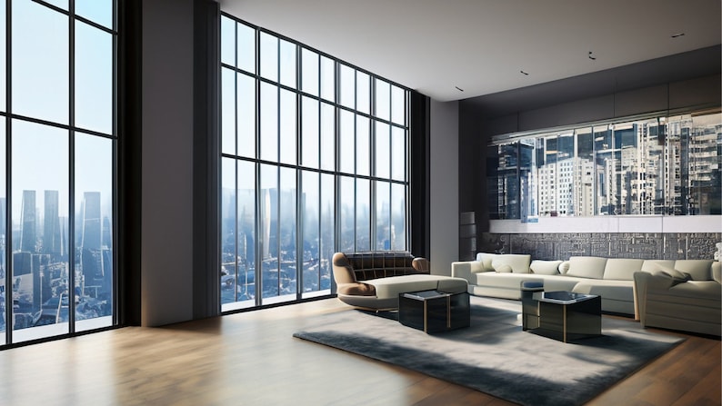 Skyscraper Living Room - Instant Download High-quality Teams or Zoom ...