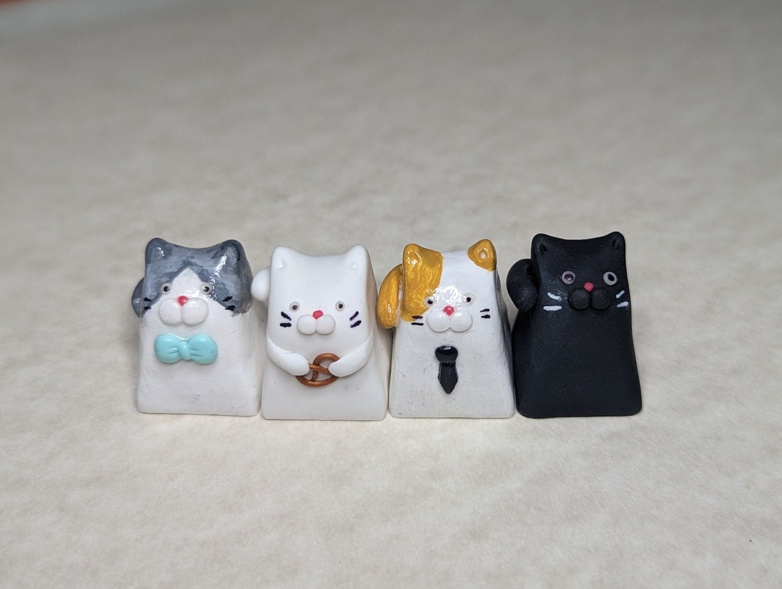 Glow in the Dark Cute Cat Artisan Keycaps - Etsy