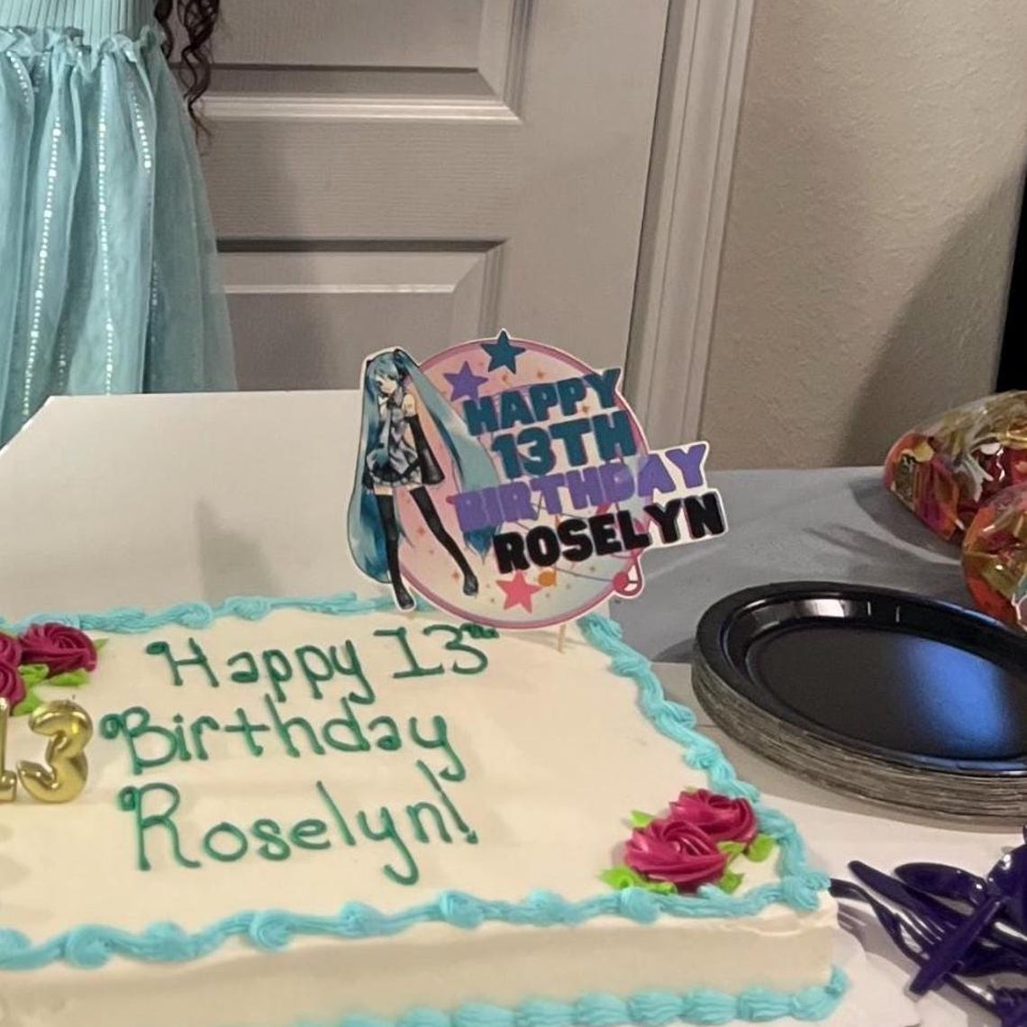 Hatsune Miku Editable Birthday Cake Topper and Birthday Banner Custom ...