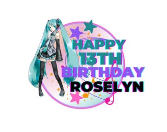 Hatsune Miku Birthday Cake Topper Editable Custom Cake Topper Canva ...