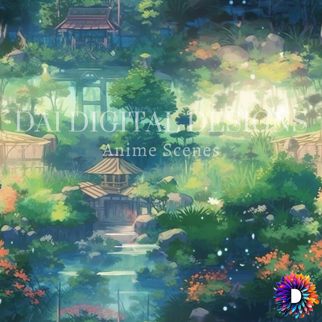 Seamless Digital Art - Anime Scenes | Digital Paper | Seamless Tile ...