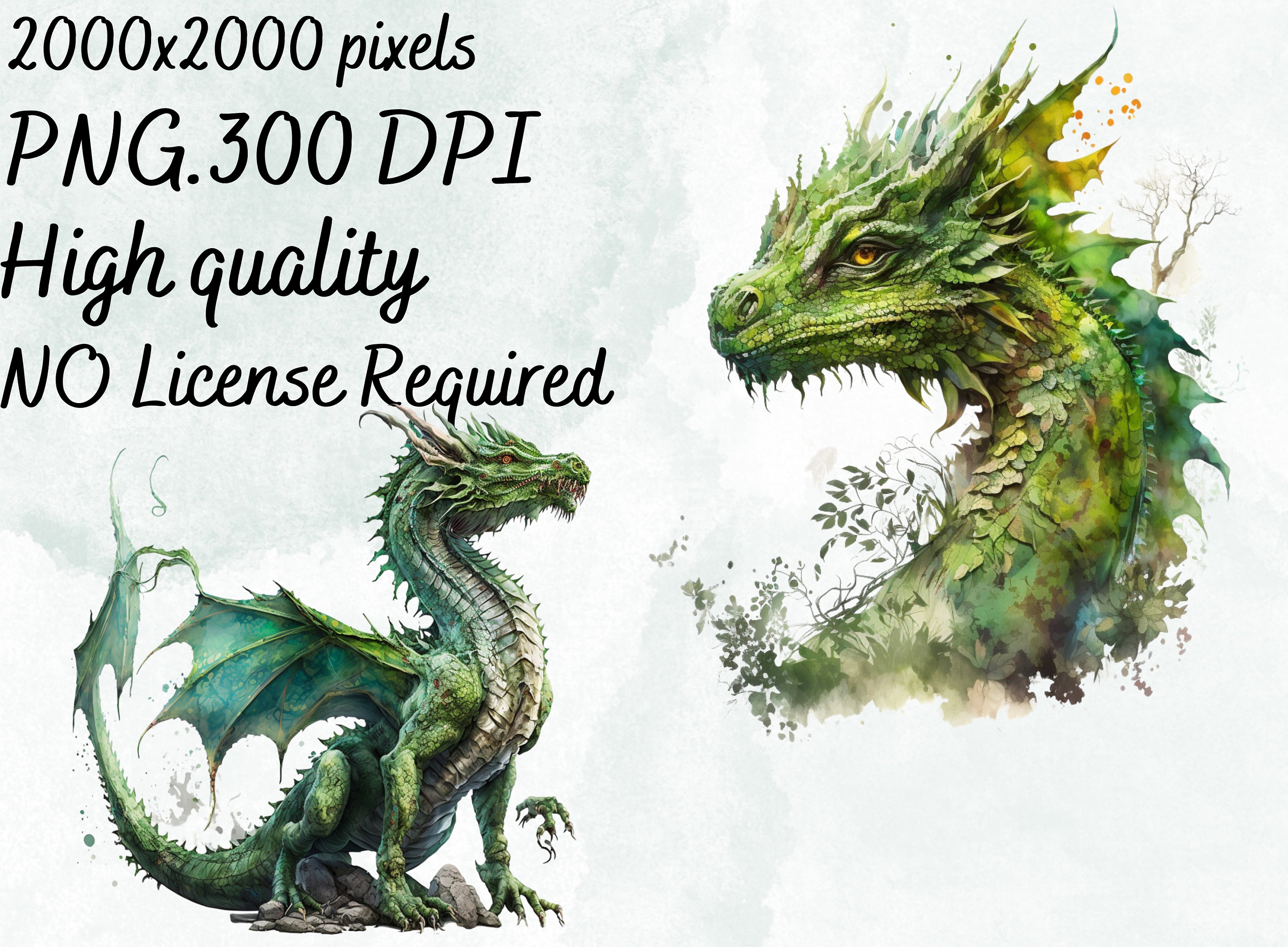 Fantasy Green Earth Dragonpng Clipart Bundlesublimation - Etsy