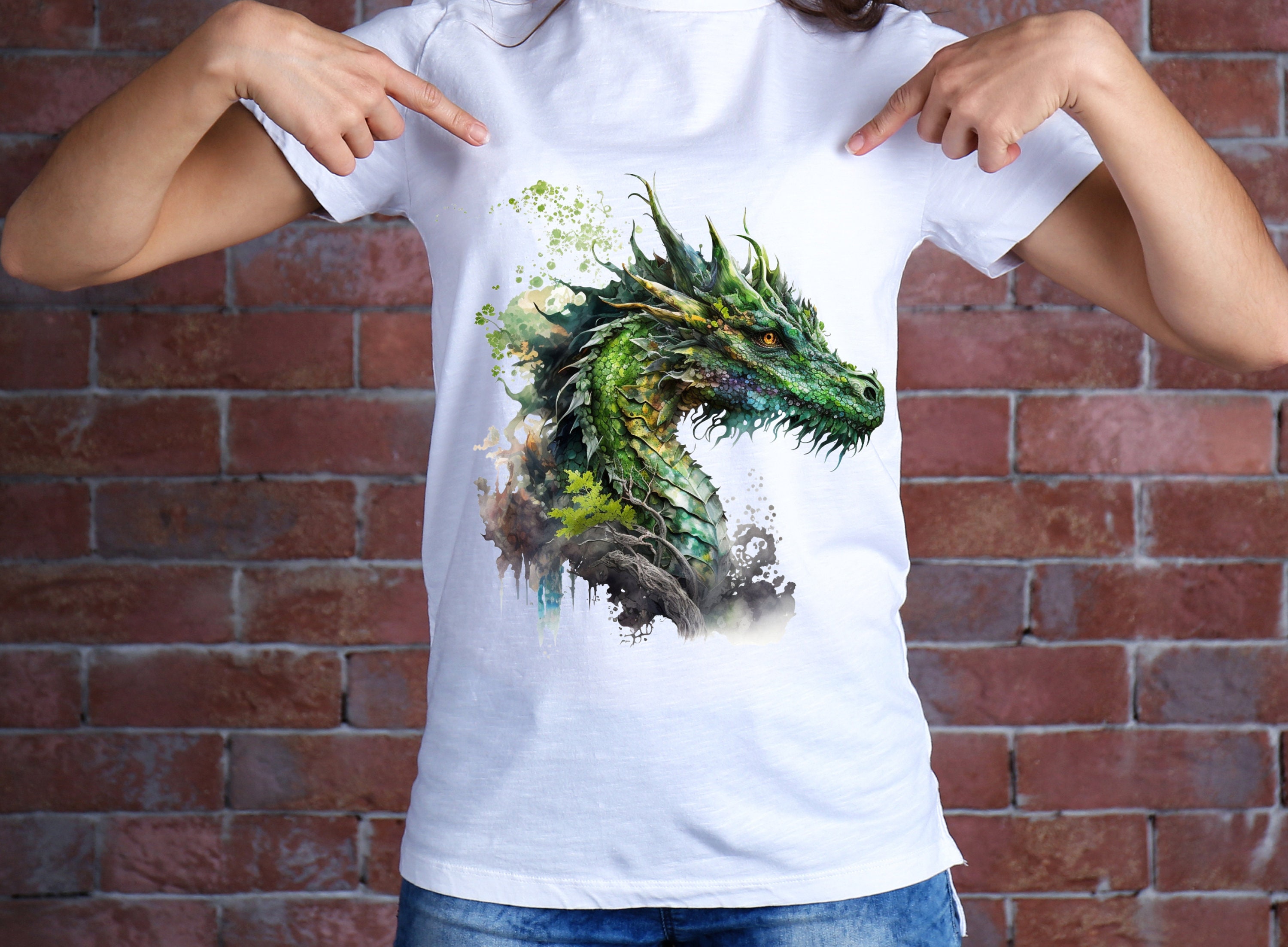 Fantasy Green Earth Dragonpng Clipart Bundlesublimation - Etsy