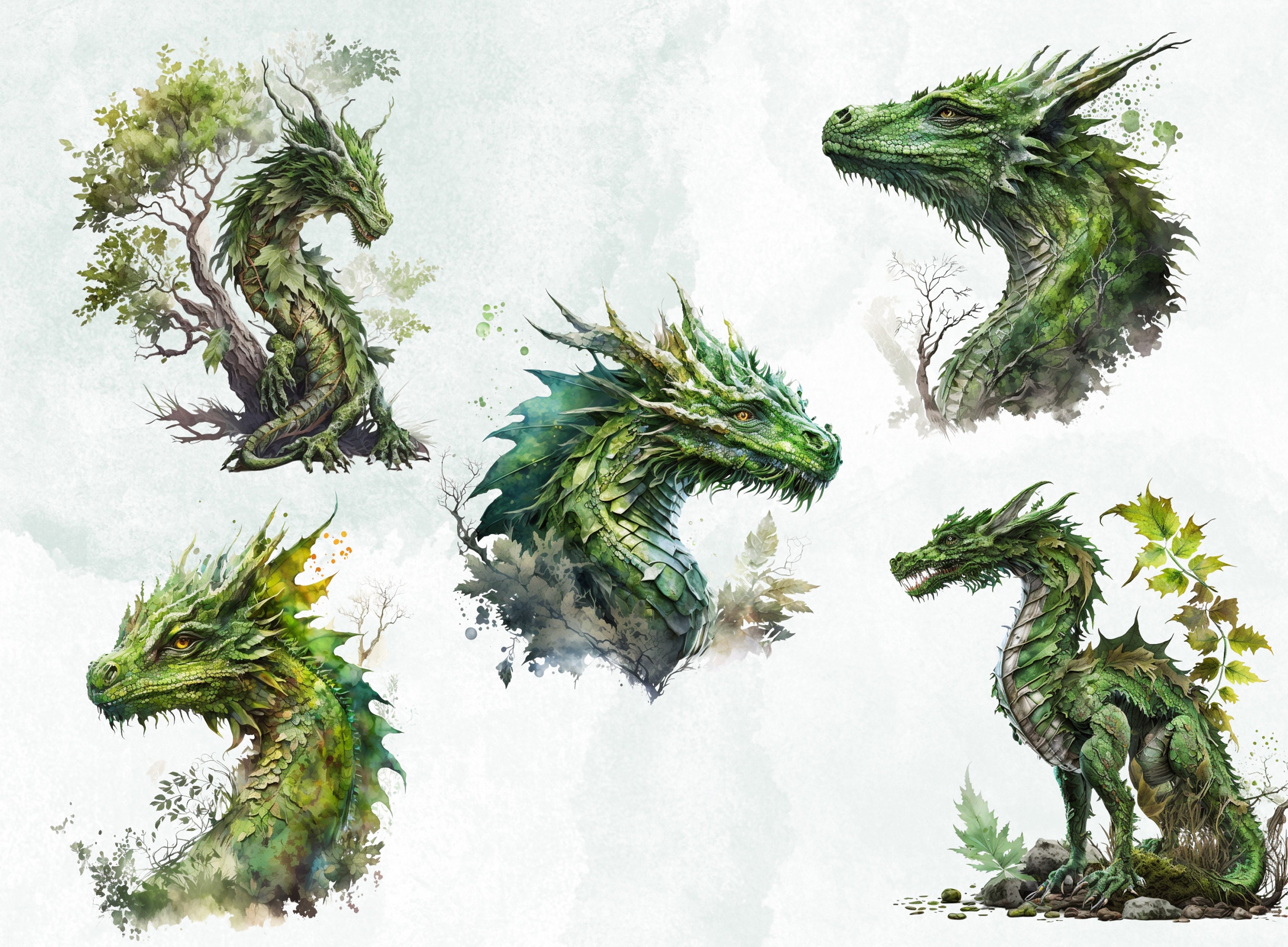 Fantasy Green Earth Dragonpng Clipart Bundlesublimation - Etsy