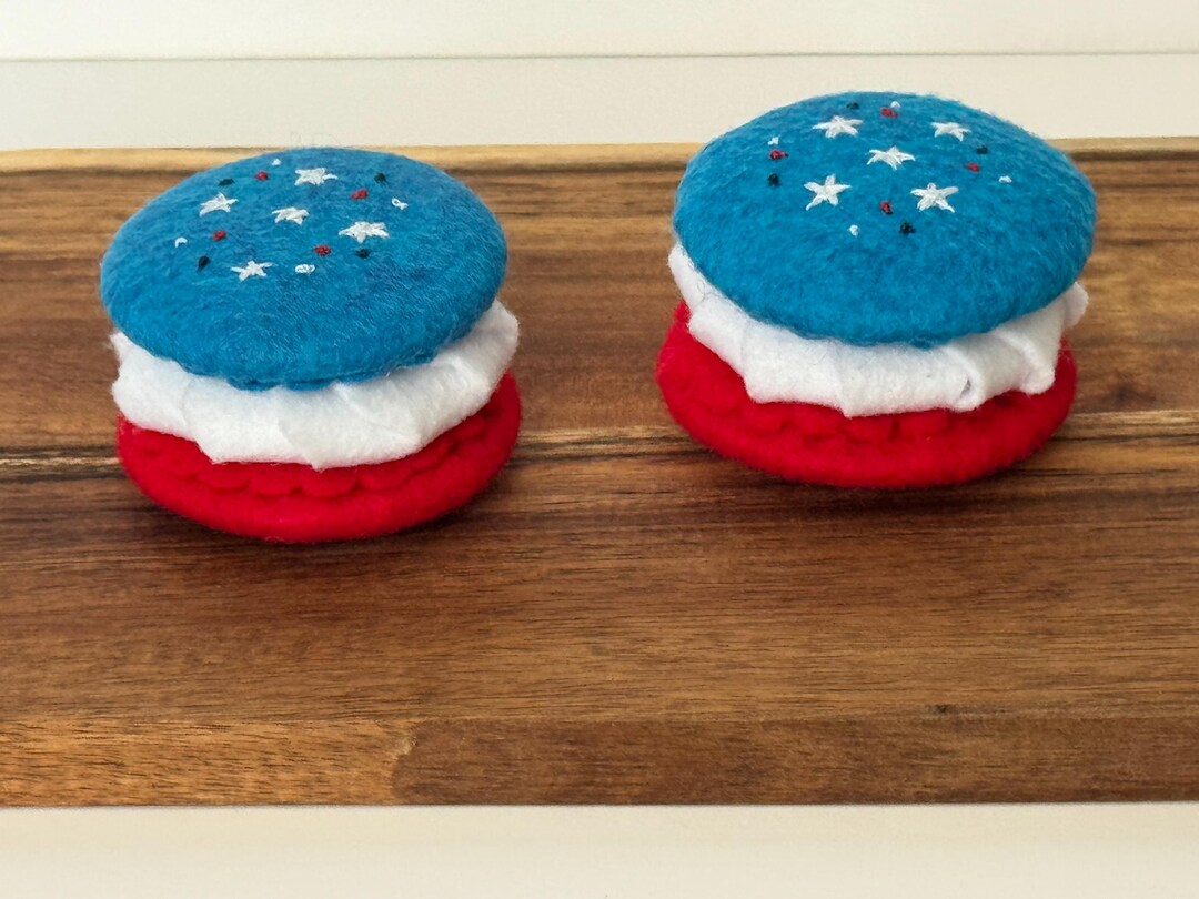 Patriotic Felt Macaron Toy – 4th of July Play Food | Red White Blue ...