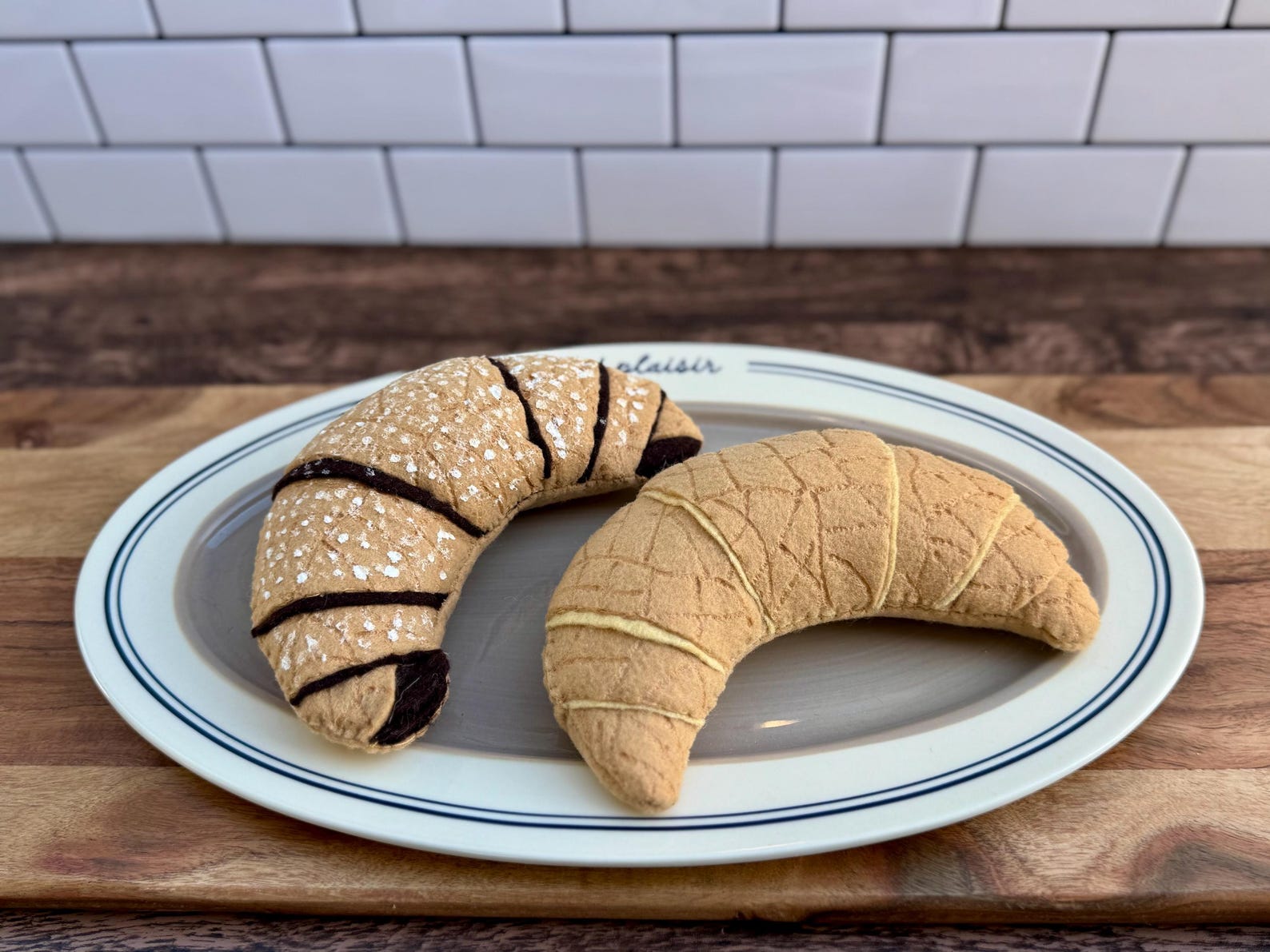 Felt Croissant Toy – Life Size Play Food Plush – Chocolate or Classic ...