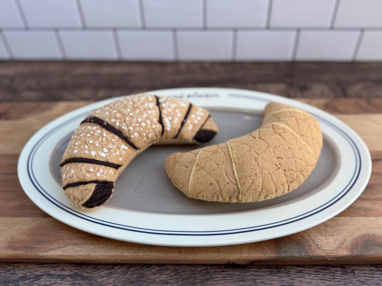 Felt Croissant Toy – Life Size Play Food Plush – Chocolate or Classic ...