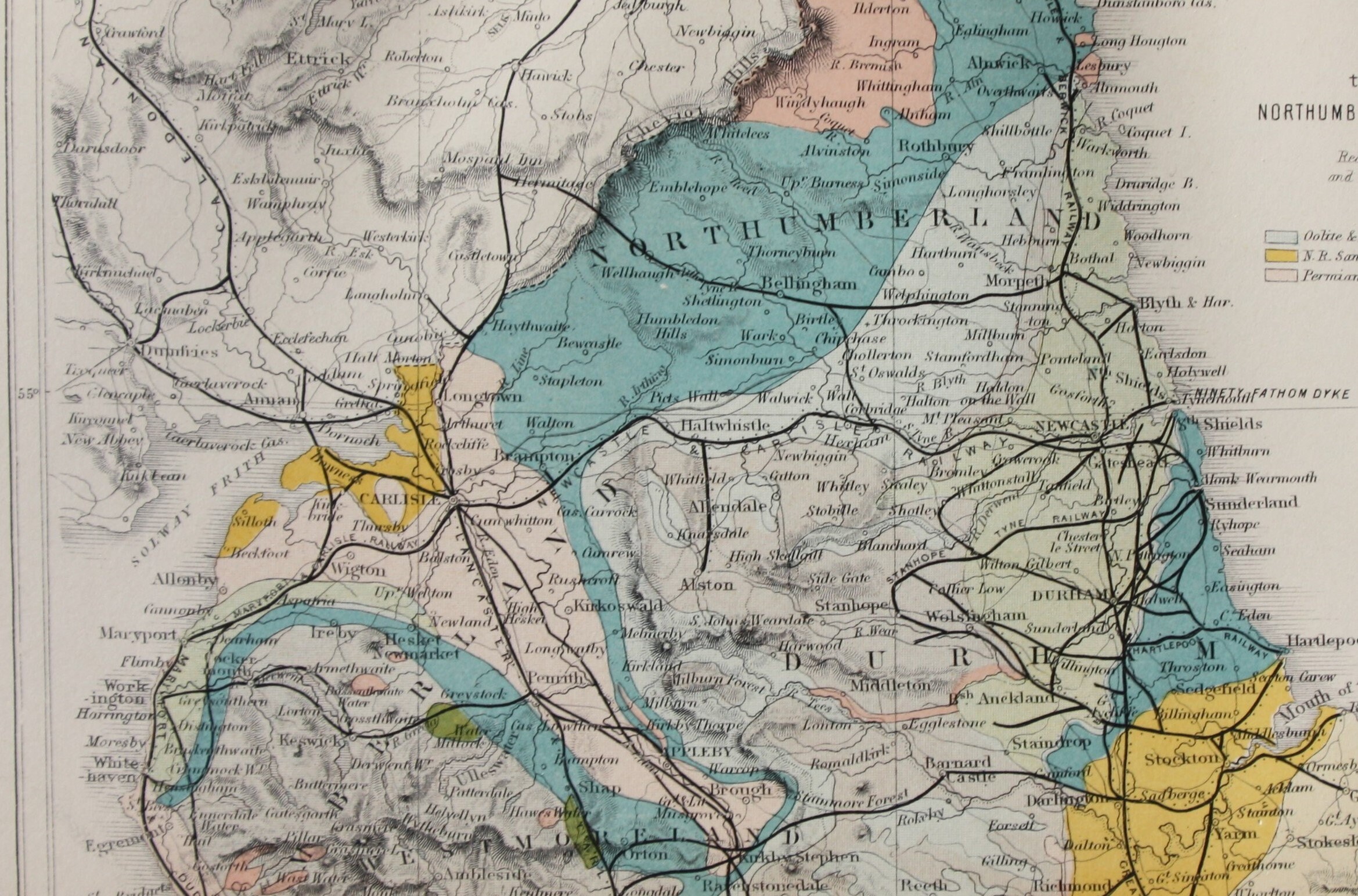 1891 UK Mining Map of the Coal Fields of Northumberland - Etsy