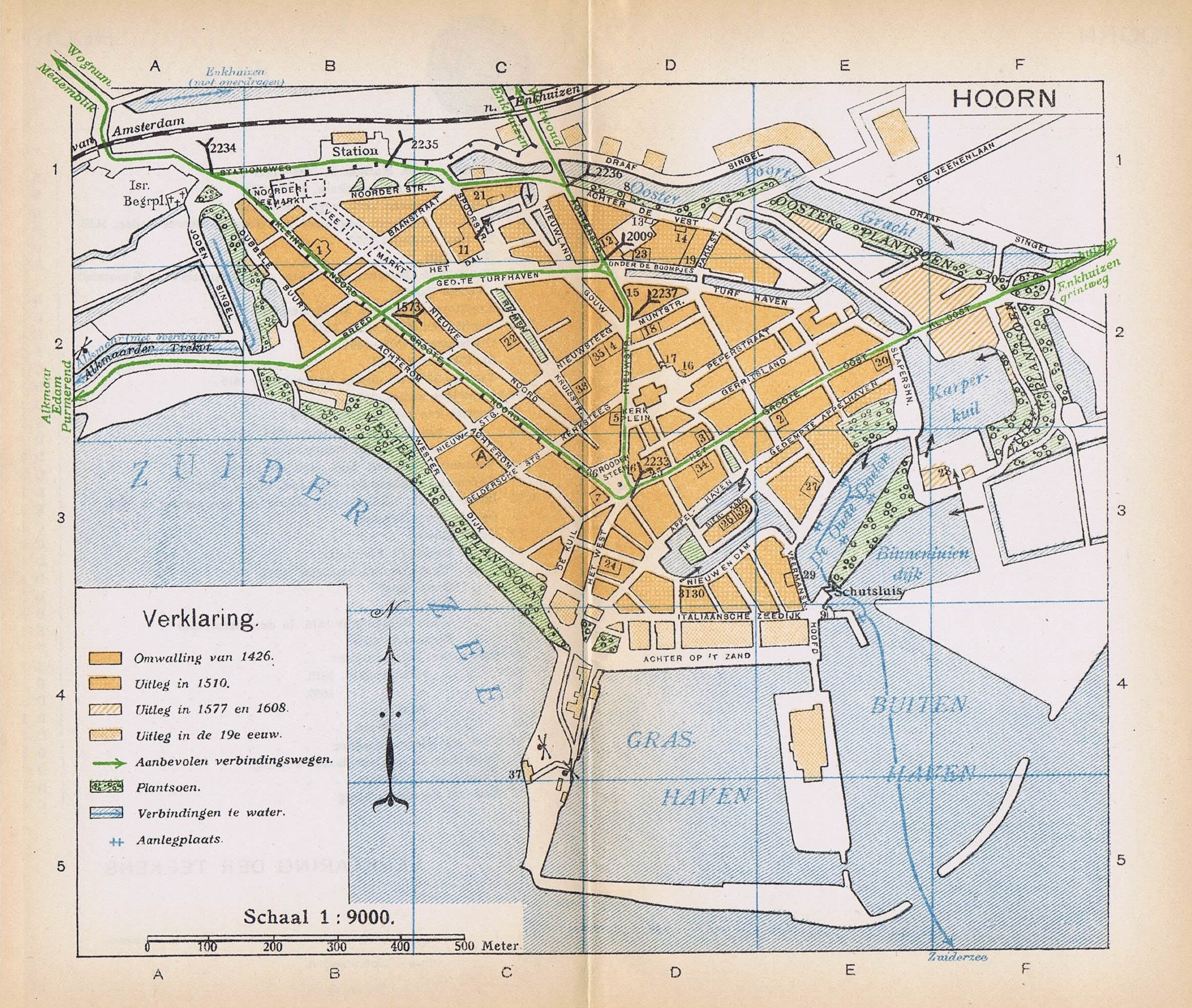 1922, Hoorn, Nederland, Antieke Stadsplattegrond ANWB - Etsy