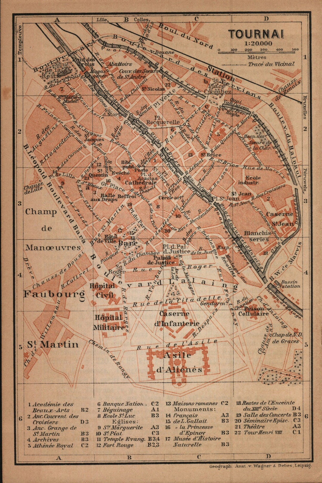 1905, Tournai, Doornik, Belgique, Belgium, Antique City Map, City ...