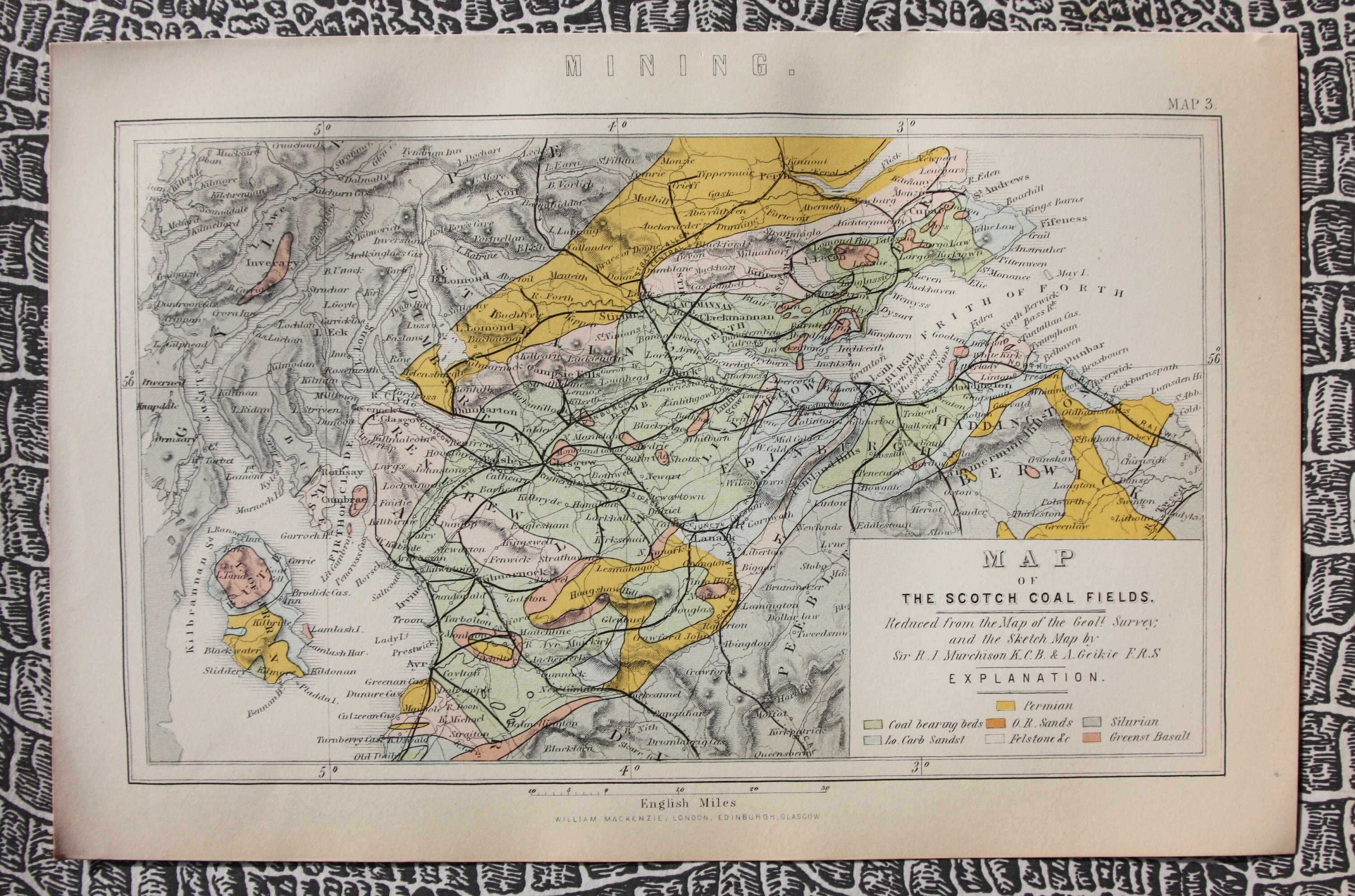 1891, Map of the Scottish Coal Fields, Original Antique Print ...