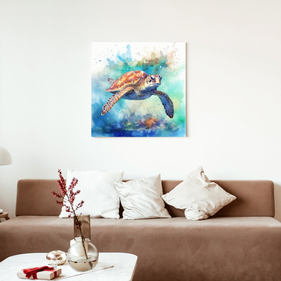 Sea Turtle Watercolor Print, Art Print, Printables, Wall Art, Sea Turtle Wall Art, Bathroom Art ...
