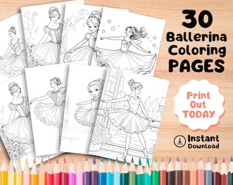 Ballerina Coloring Pages Printable Ballet Coloring Book - Etsy
