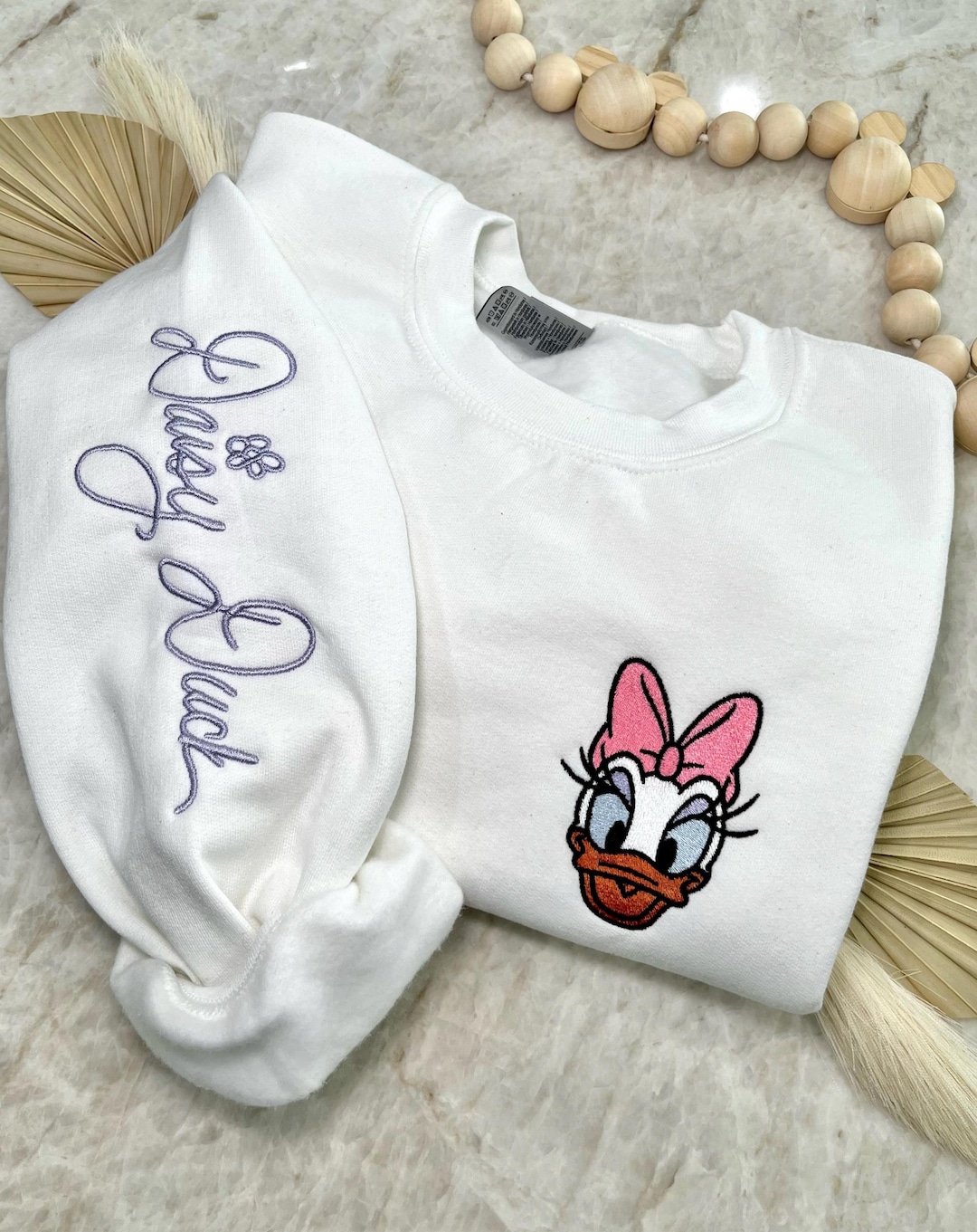 Daisy Duck Inspired Autograph Crewneck, Embroidered Sweater, Sleeve ...