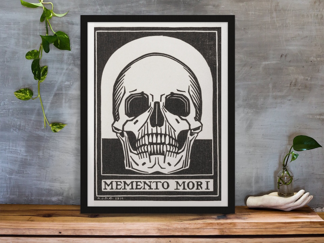 Memento Mori Matte Black Wood Framed Poster Art, Stoic Mortality, Skull ...