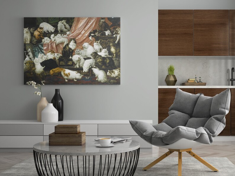 Carl Kahler 'my Wife's Lovers', Playful Cats Canvas Painting, Pet Portraits, Funny Cats Posing ...