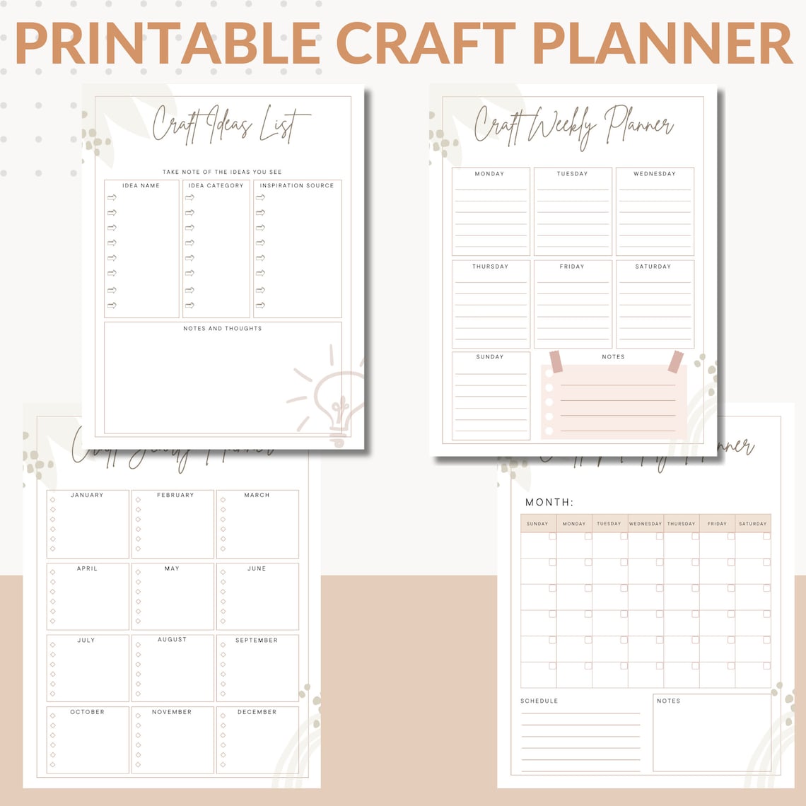 Craft Planner Printable Organize Your DIY Crafts Craft - Etsy