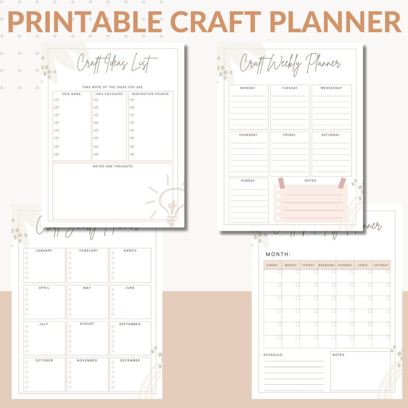 Craft Planner Printable Organize Your DIY Crafts Craft - Etsy