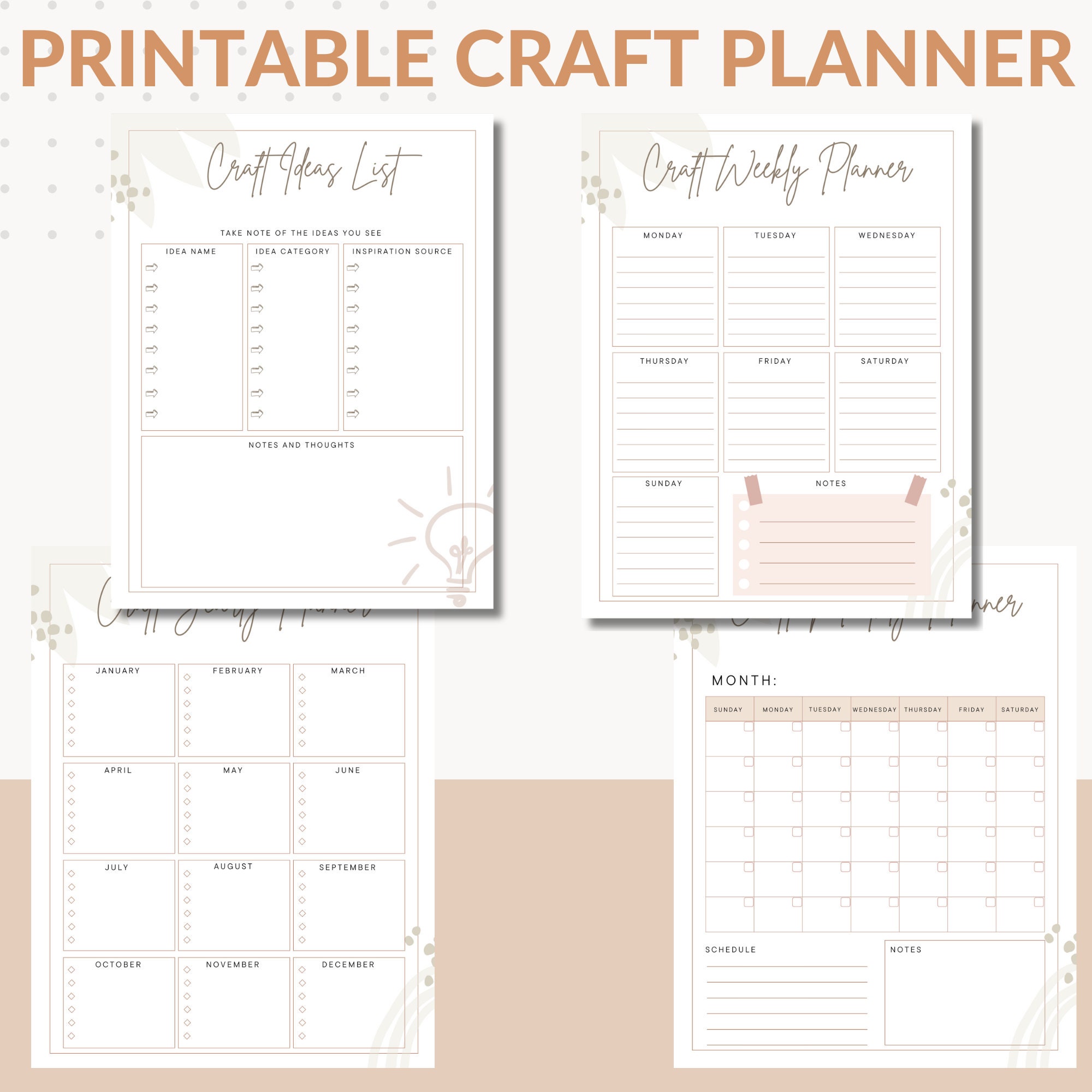 Craft Planner Printable Organize Your DIY Crafts Craft - Etsy