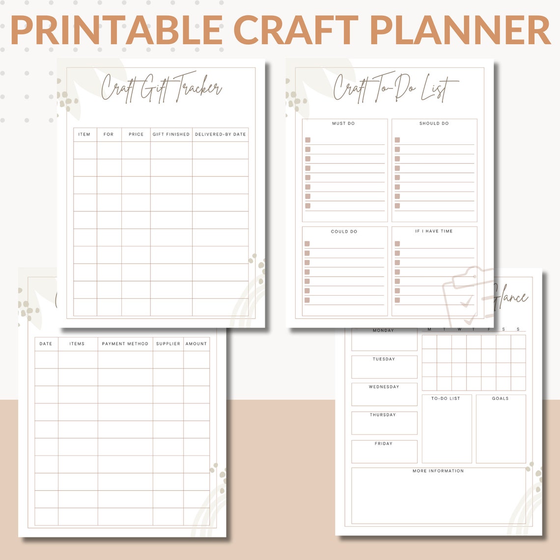 Craft Planner Printable Organize Your DIY Crafts Craft - Etsy