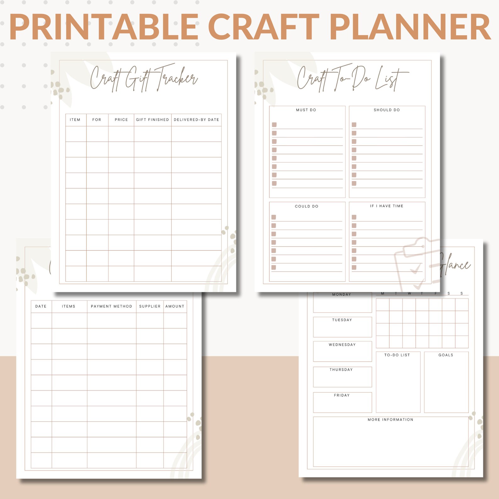 Craft Planner Printable Organize Your DIY Crafts Craft - Etsy