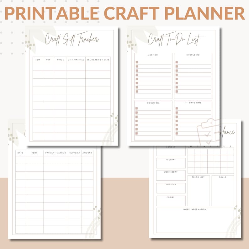 Craft Planner Printable Organize Your DIY Crafts Craft - Etsy