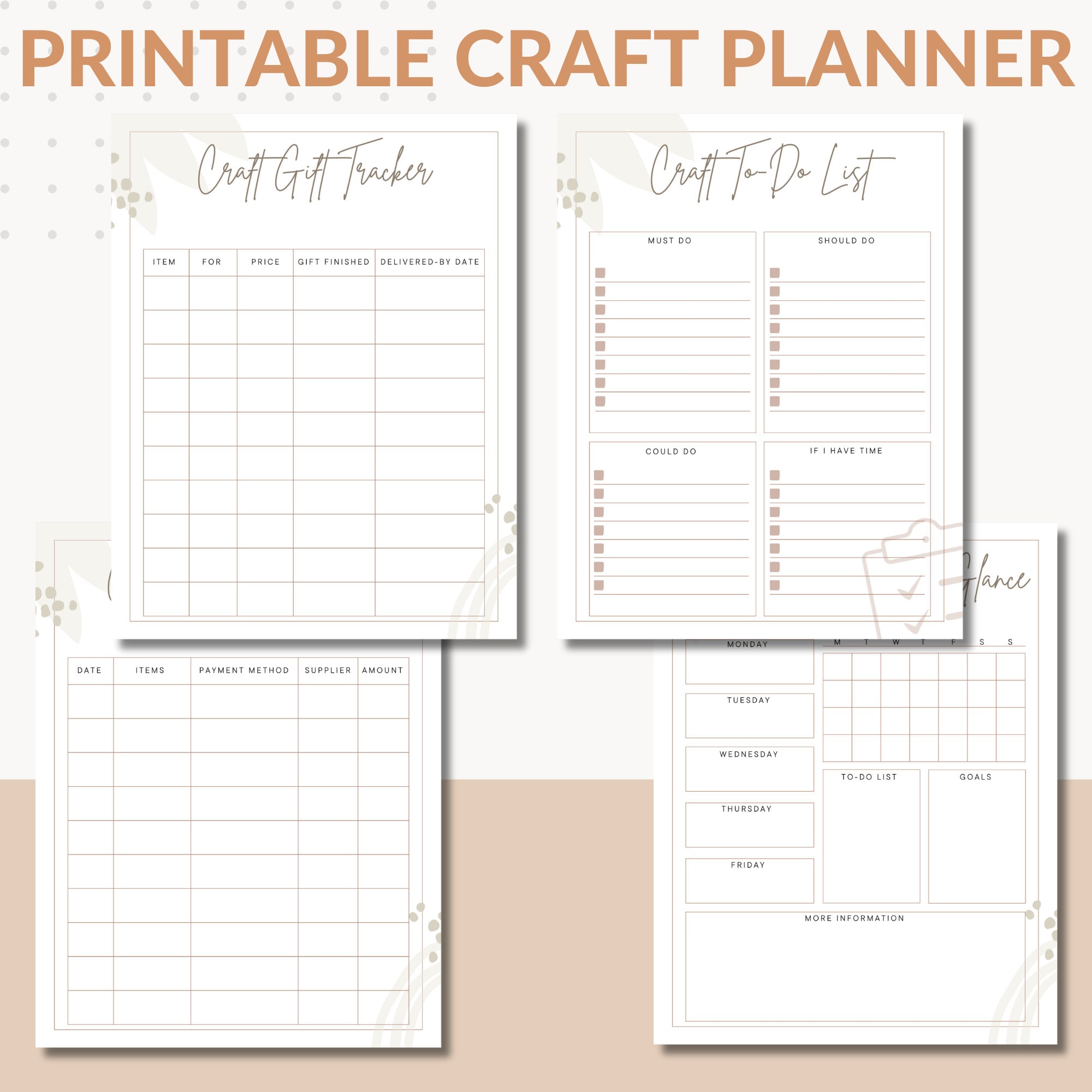 Craft Planner Printable Organize Your DIY Crafts Craft - Etsy