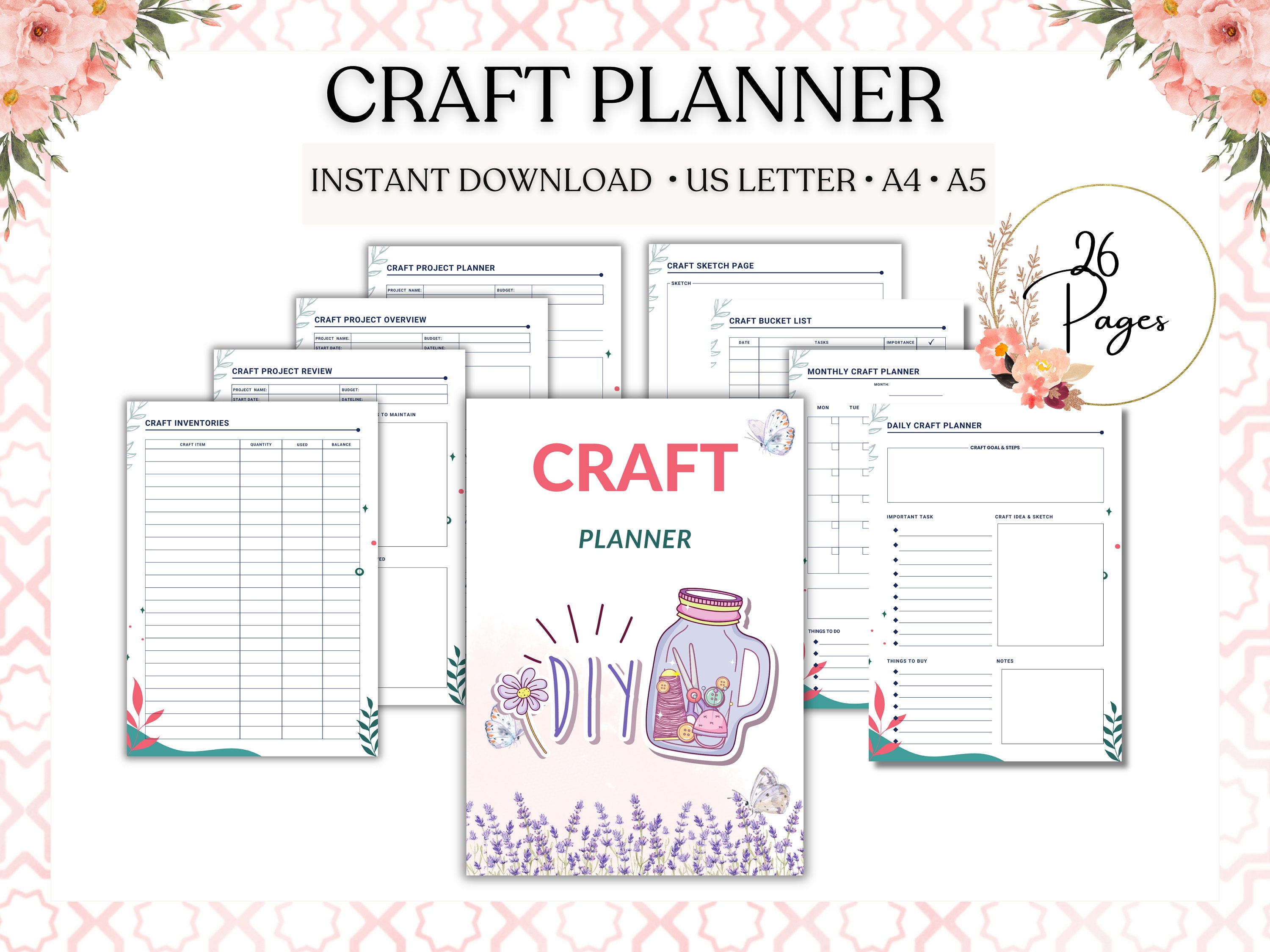 Printable Craft Planner: Streamline Your DIY Projects, Planner for ...