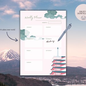 Weekly Planner PDF Printable Japanese Minimalist Weekly - Etsy