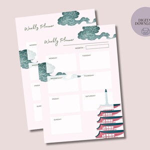 Weekly Planner PDF Printable Japanese Minimalist Weekly - Etsy
