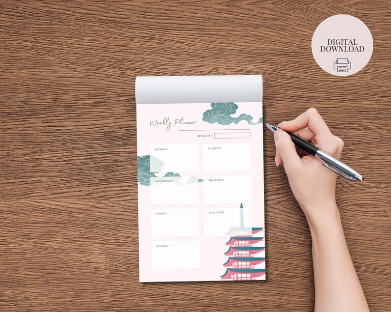Weekly Planner PDF Printable Japanese Minimalist Weekly - Etsy
